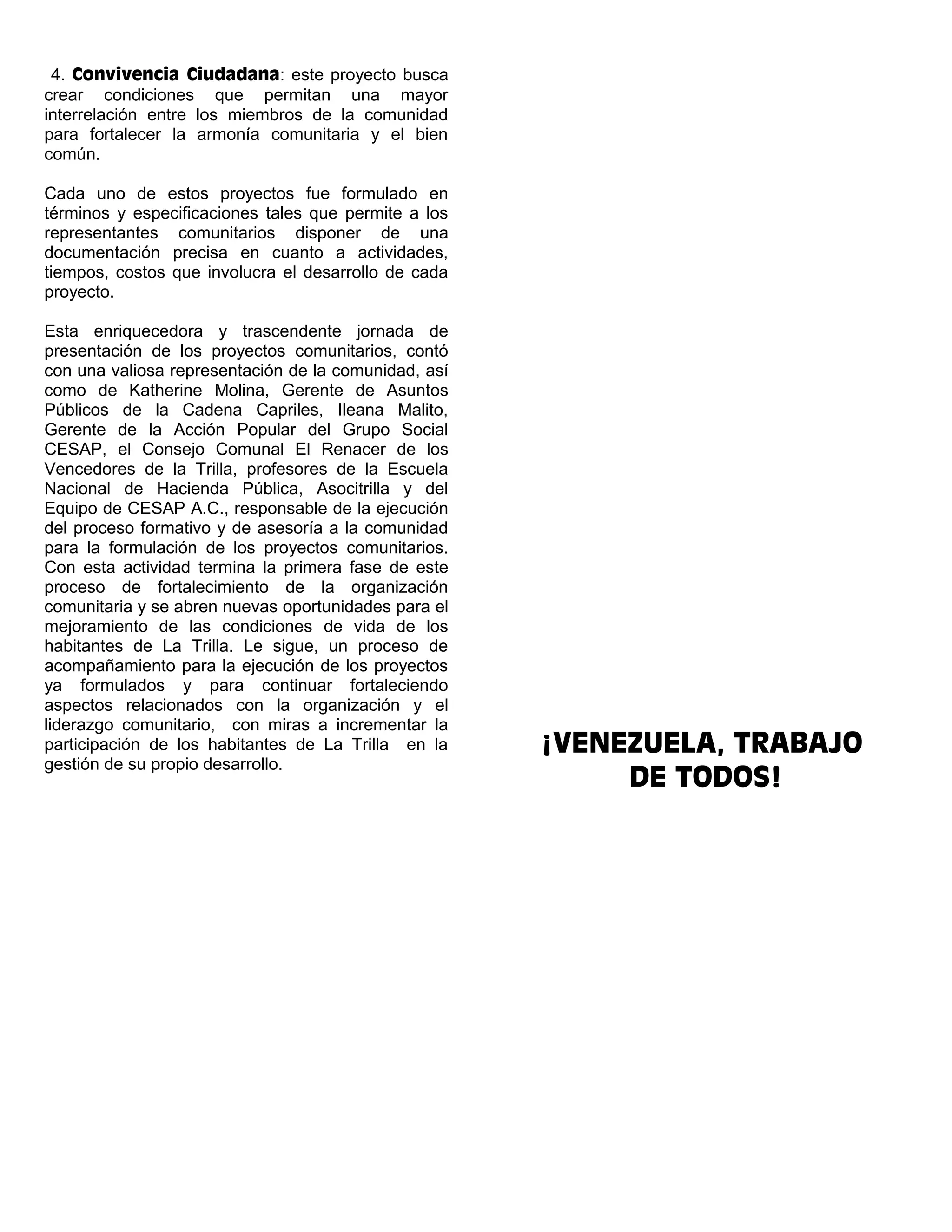 Nota del encuentro comunitario la trilla | DOC