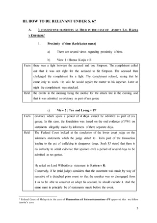 Relevancy of evidence under Section 6 of Evidence Act 1950 | DOCX