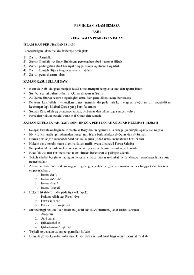 pemikiran islam semasa Jabatan Usul FPI, UKM | PDF