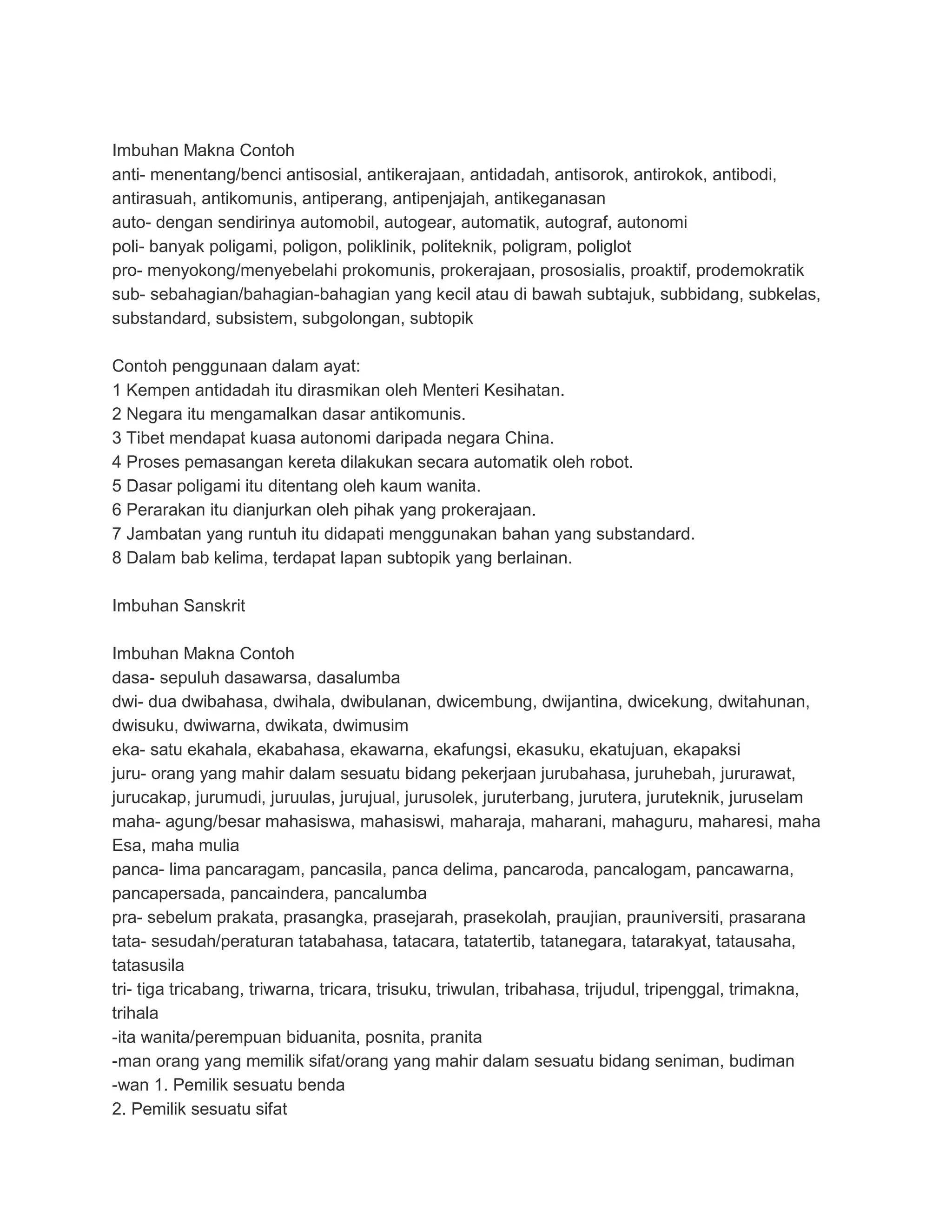 Nota imbuhan | DOCX