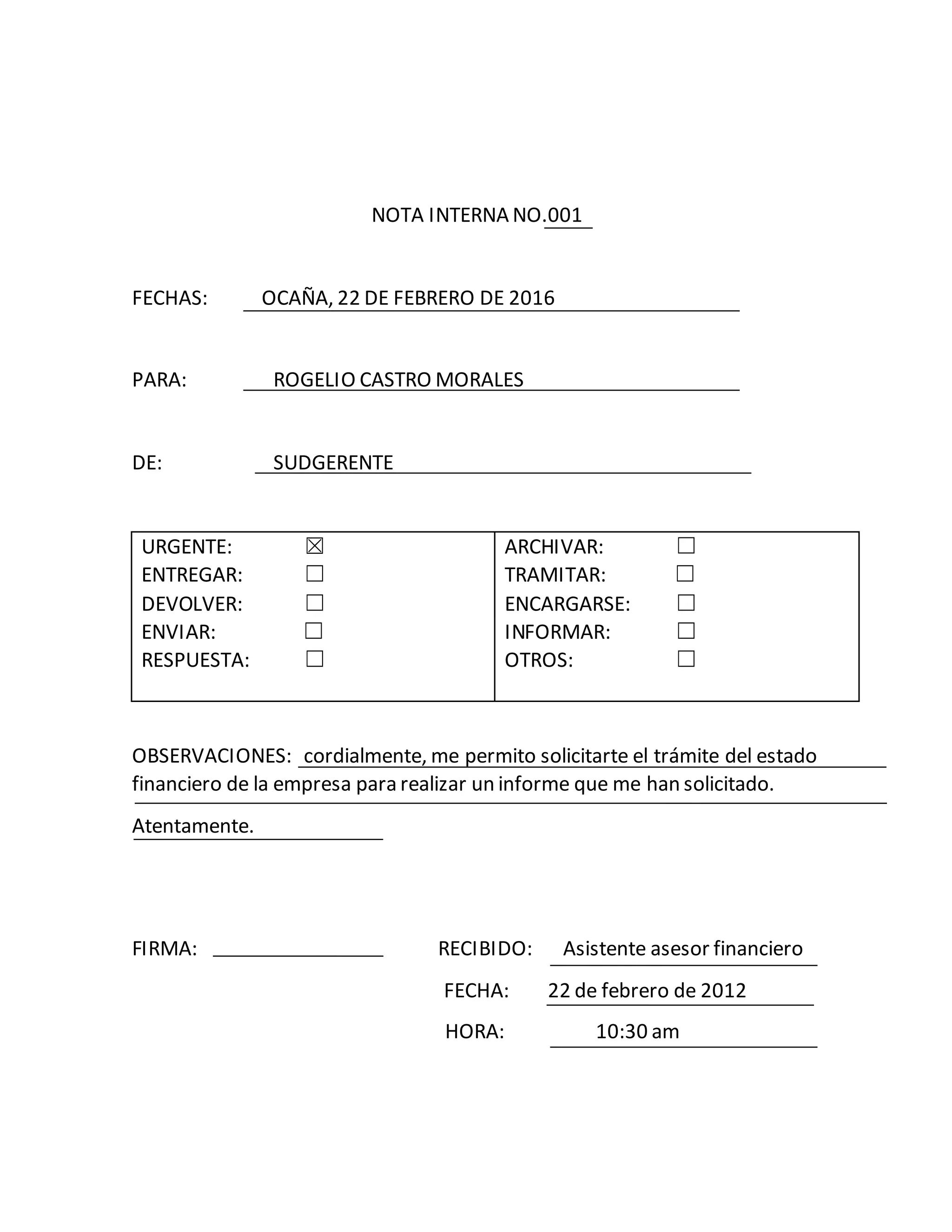 Nota interna | DOCX