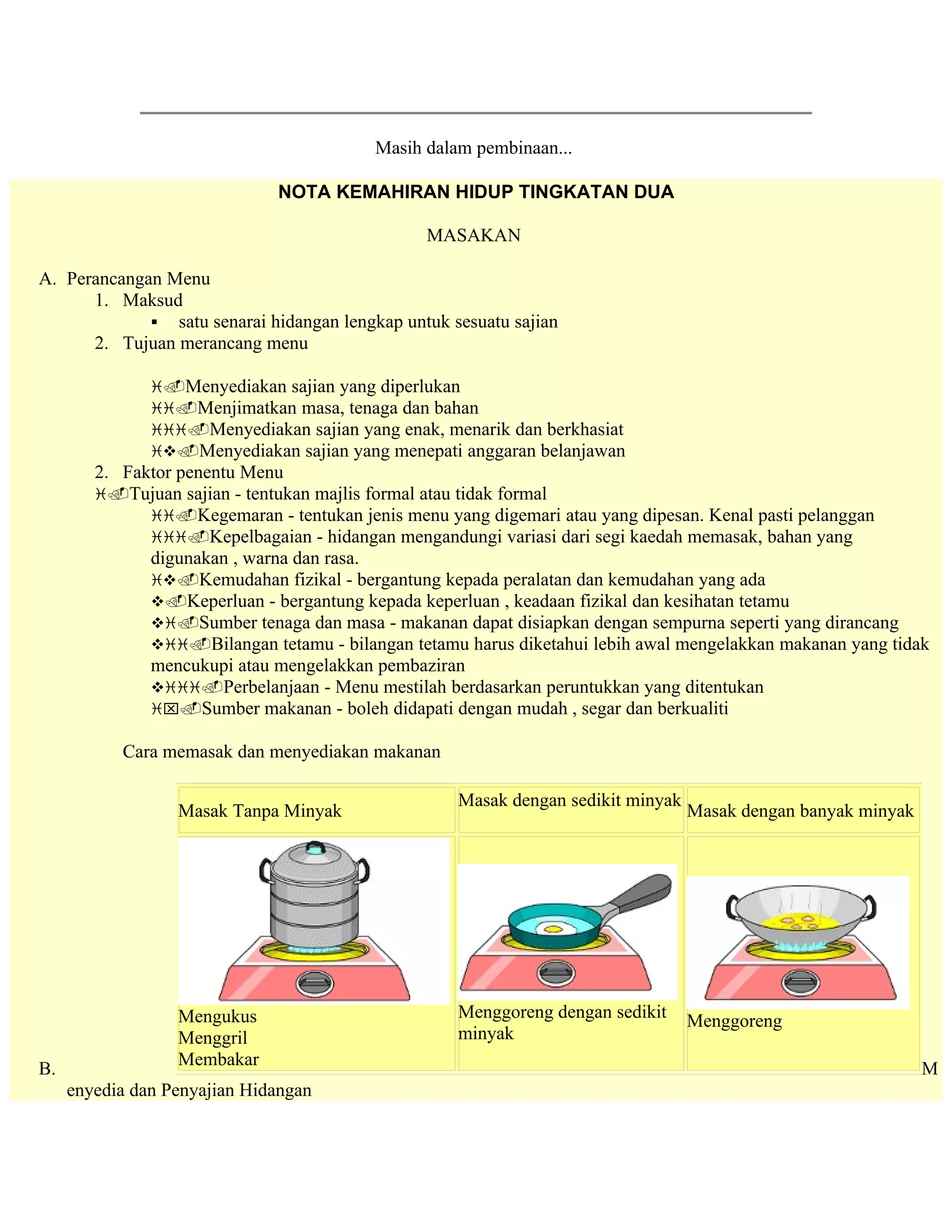 Nota kemahiran hidup tingkatan dua | DOC