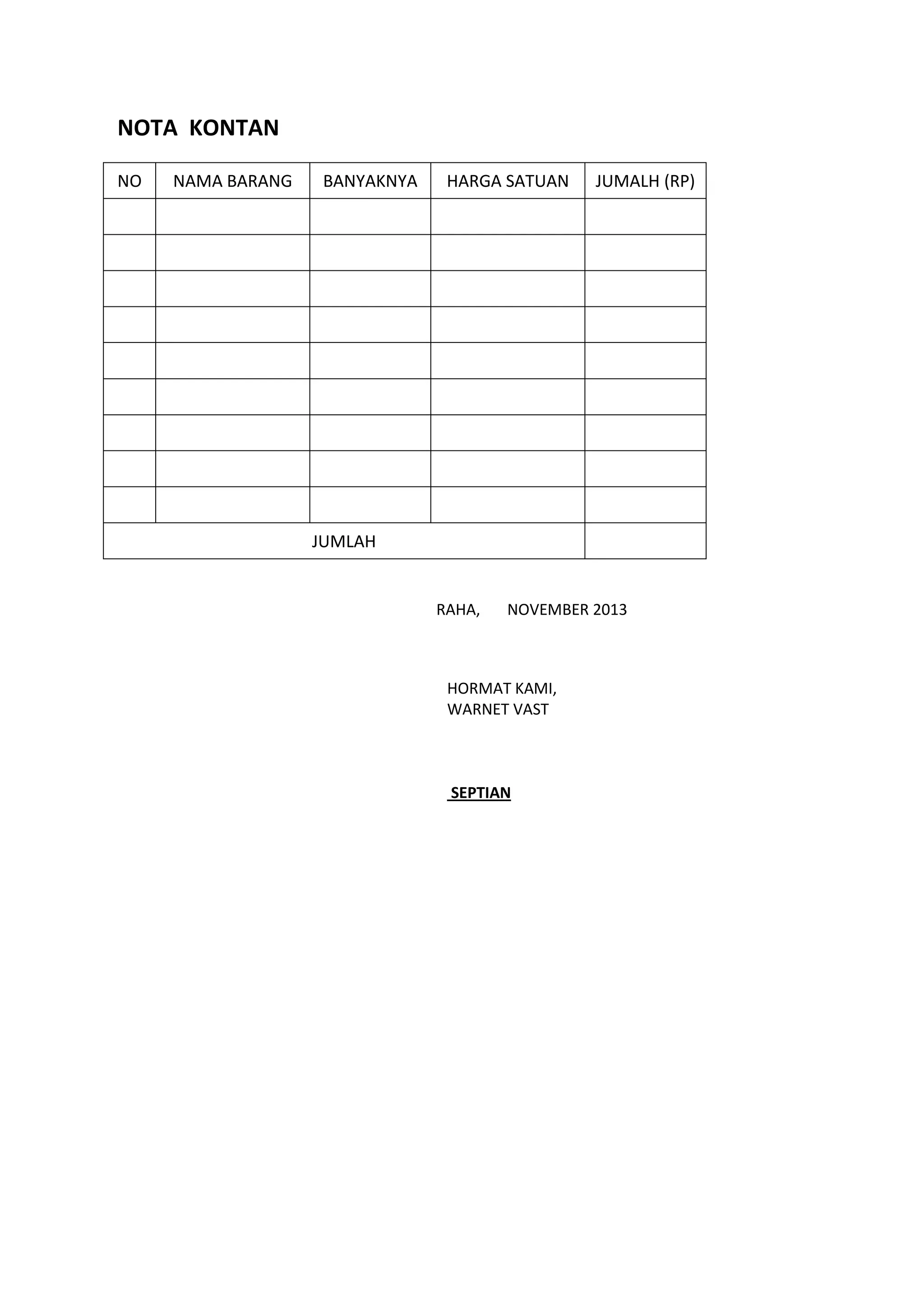 Nota kontan | DOCX