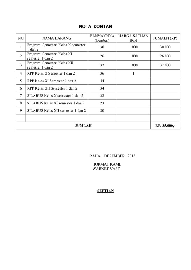 Nota kontan | DOCX