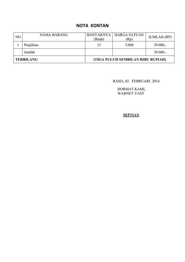 Nota kontan | DOCX