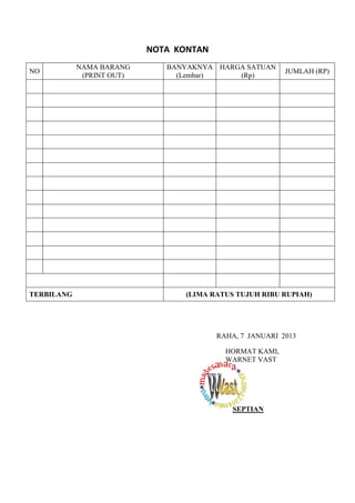 Nota kontan | DOCX