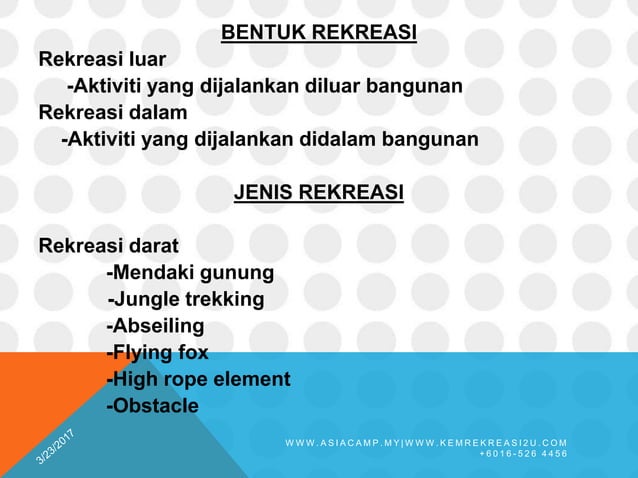 Nota kursus asas rekreasi luar (outrec 1) | PPTX