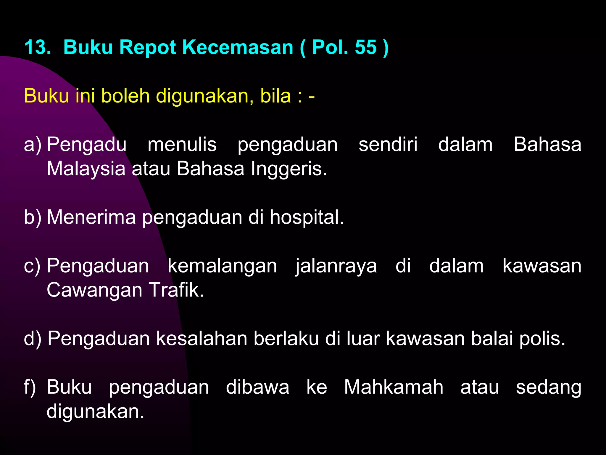 Kursus Asas Siasatan - Laporan Polis Maklumat Pertama (FIR) | PPT