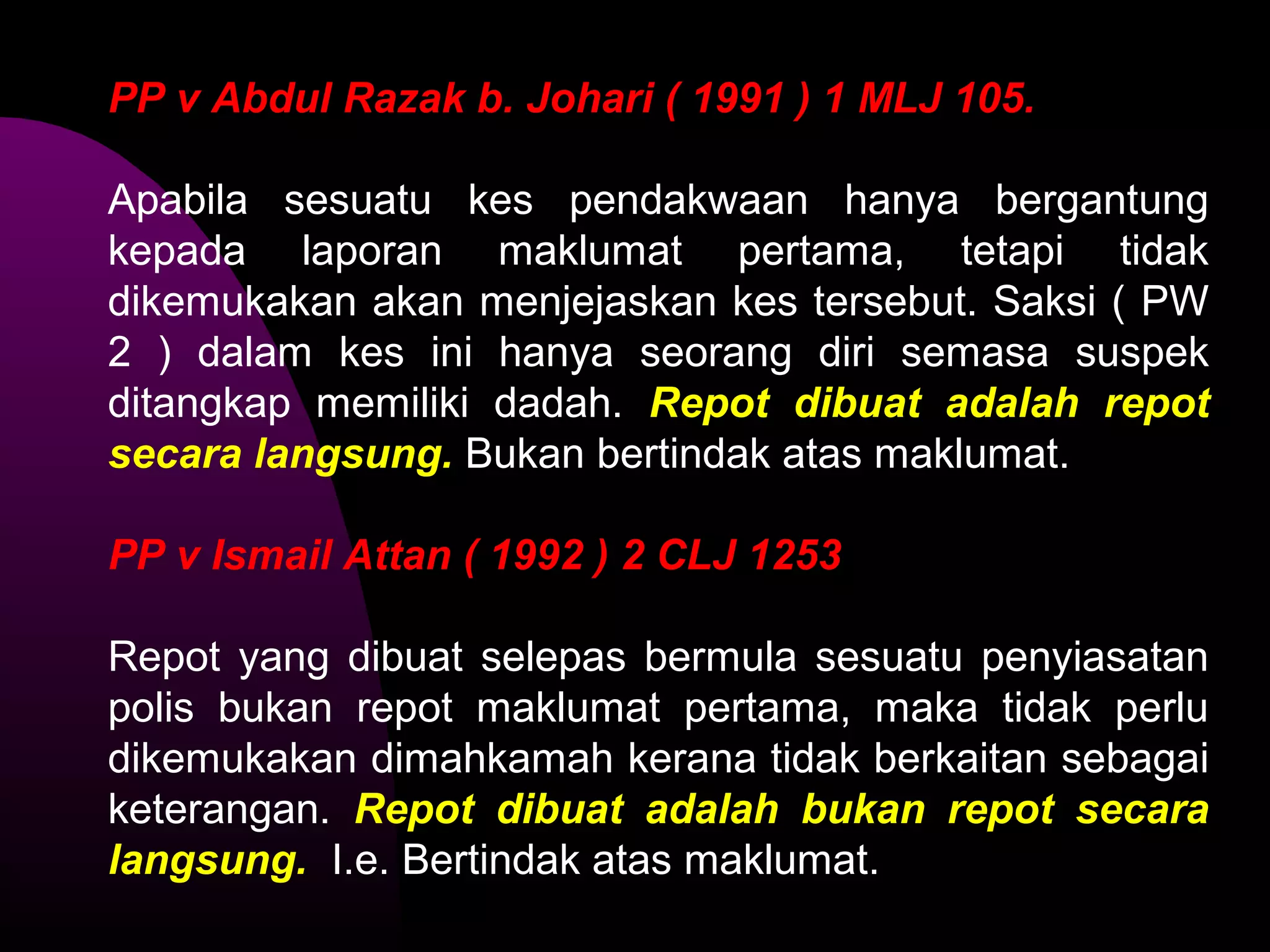 Kursus Asas Siasatan - Laporan Polis Maklumat Pertama (FIR) | PPT