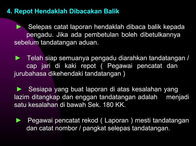 Kursus Asas Siasatan - Laporan Polis Maklumat Pertama (FIR) | PPT
