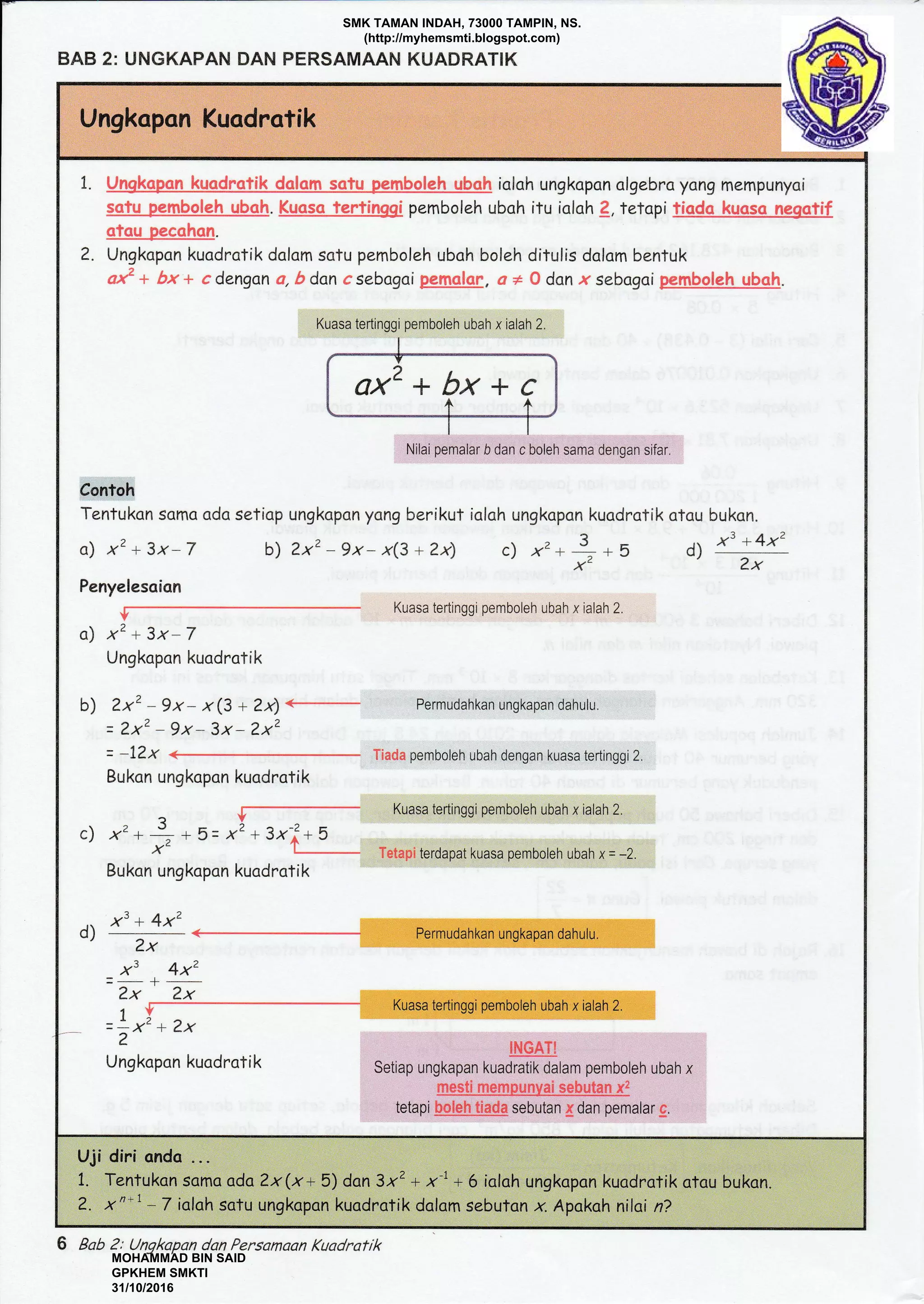Nota matematik tingkatan 4 | PDF