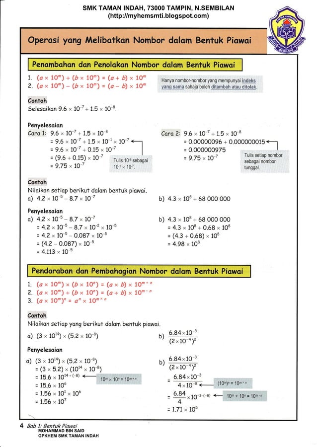 Nota matematik tingkatan 4 | PDF