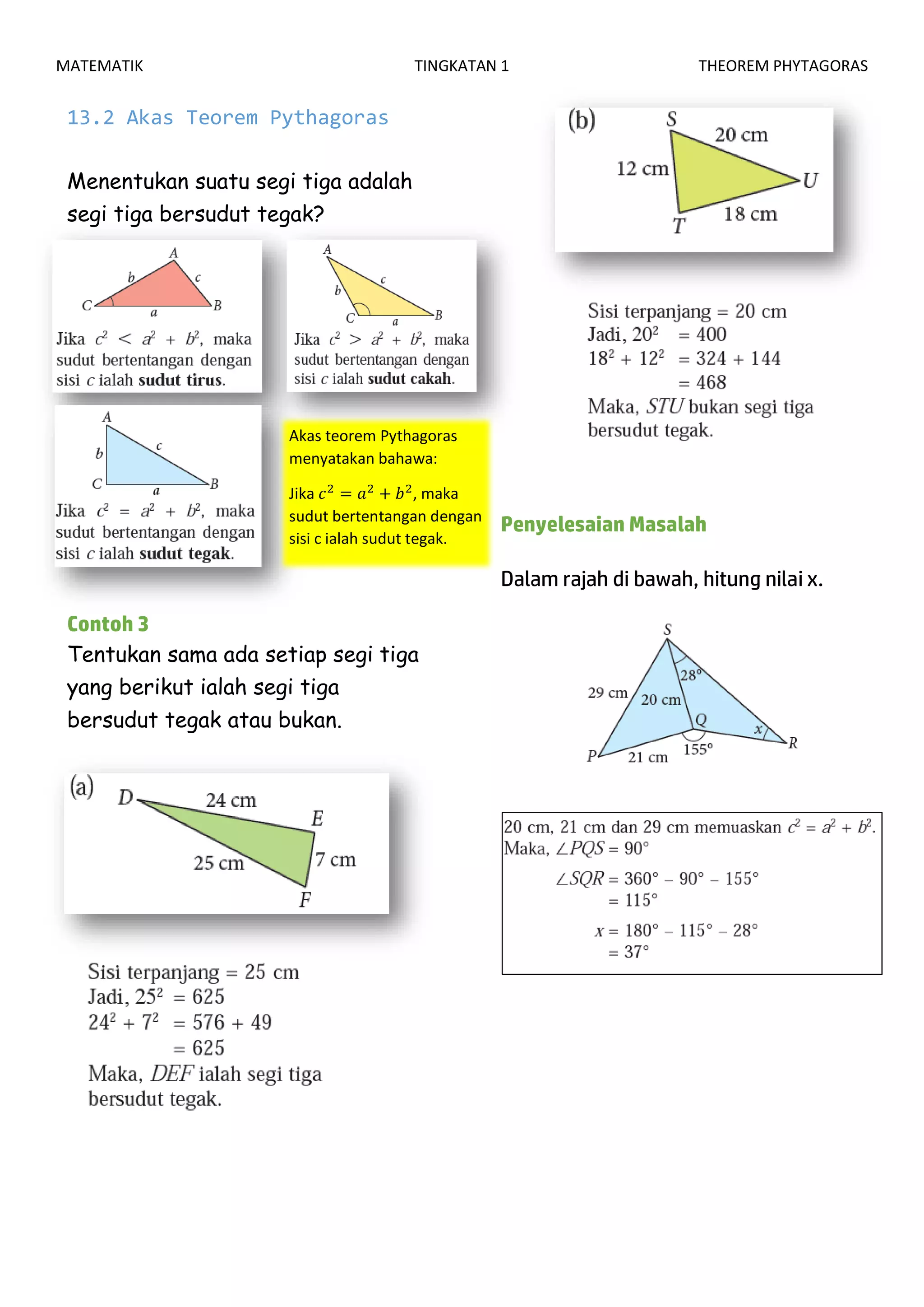 Nota math f1 bab 13 theorem phytagoras | PDF