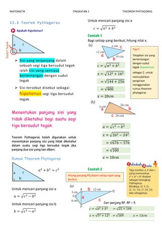 Nota math f1 bab 13 theorem phytagoras | PDF