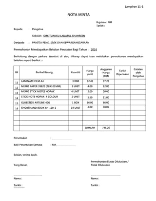 Nota minta psk bhg 2 | DOC
