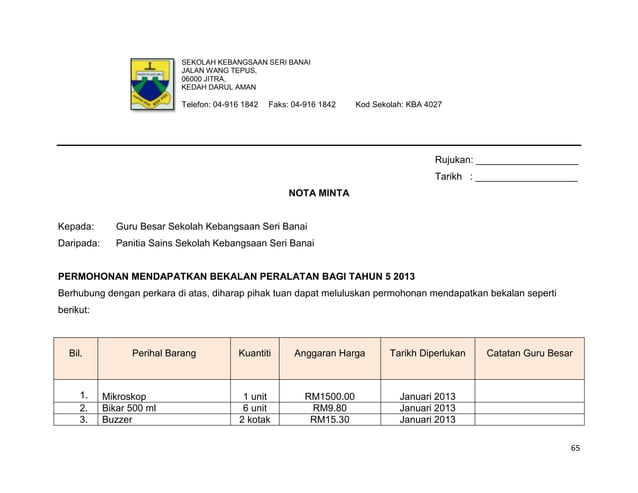 Nota minta tahun 5 SCE3112 | PPT