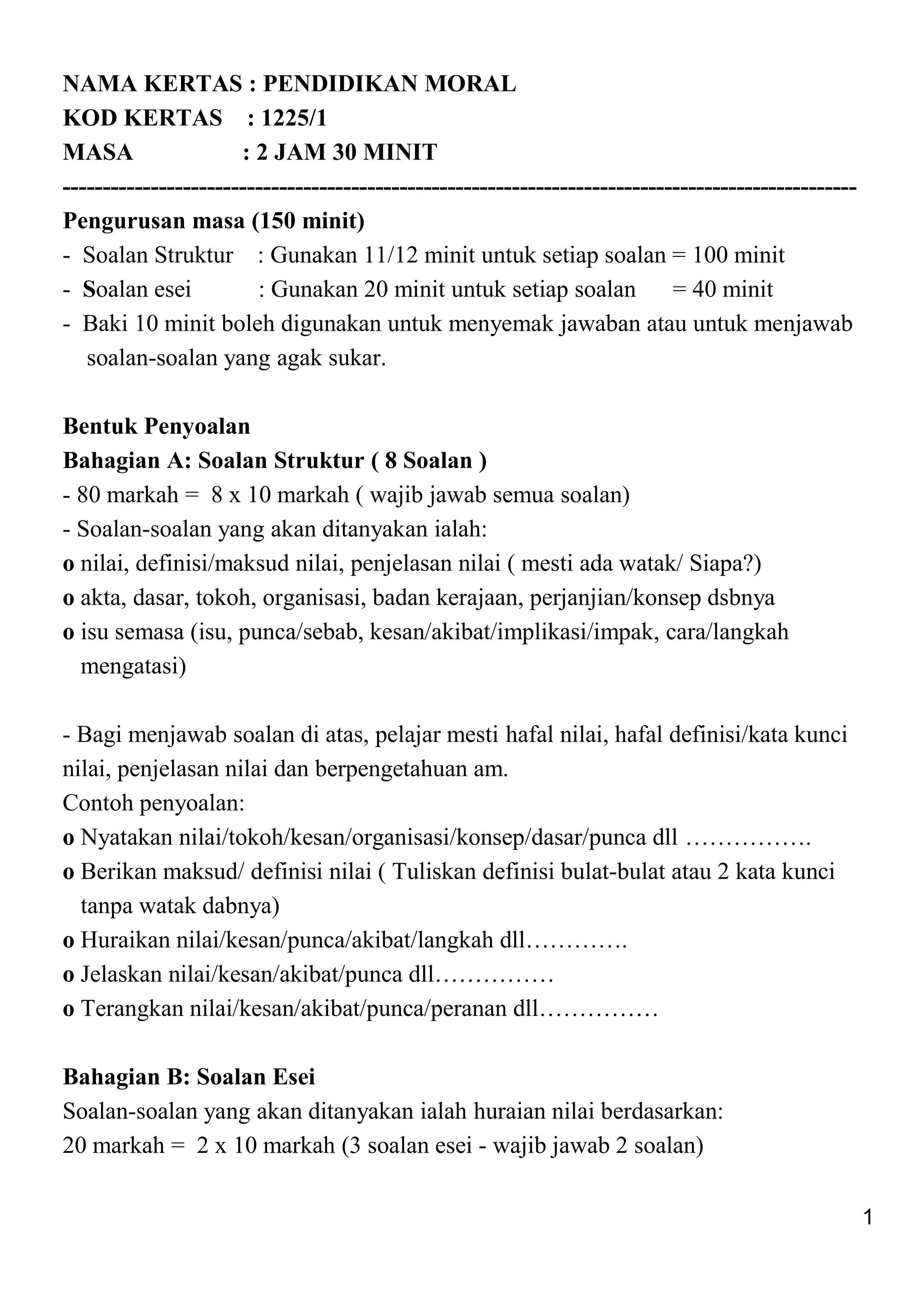 Nota moral spm | DOC