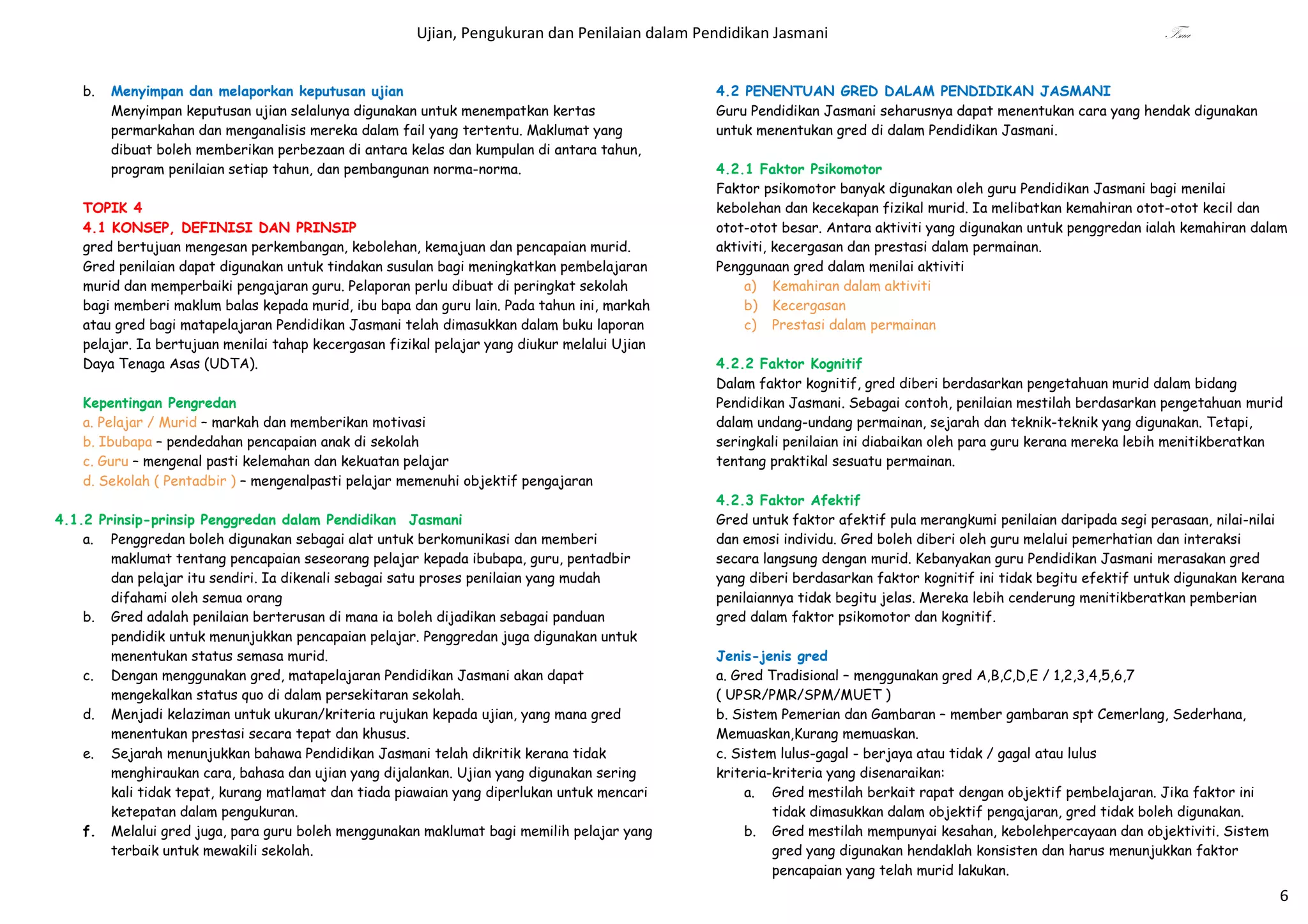Nota oum pengukuran & penilain pj | DOCX