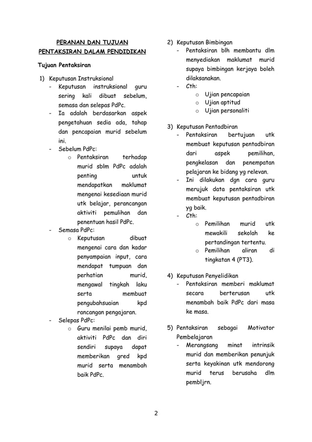 Nota Padat EDUP3063 - Pentaksiran Dalam Pendidikan | PDF