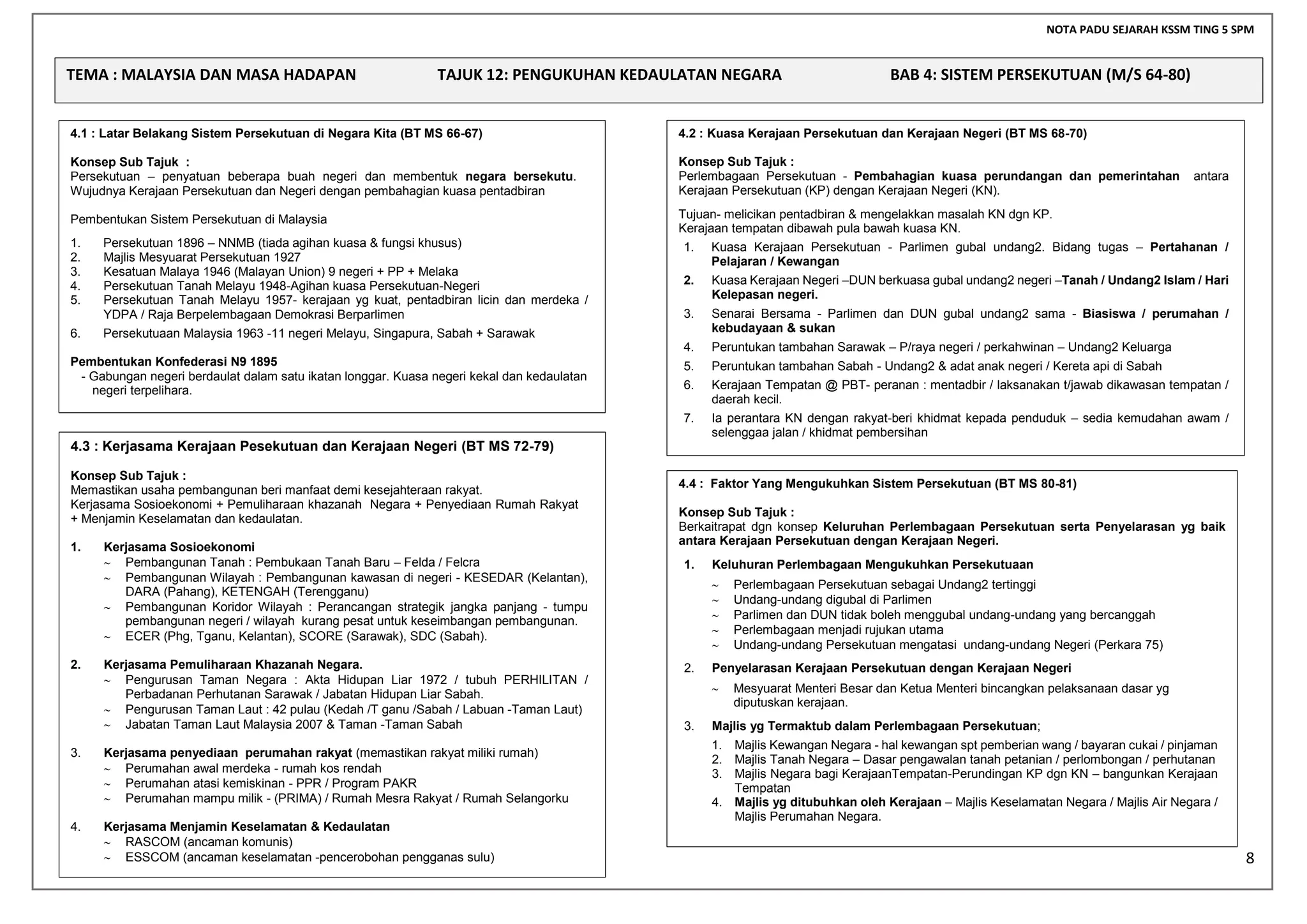 SEJARAH TINGKATAN 5. NOTA RINGKAS SEMUA BAB. | PDF
