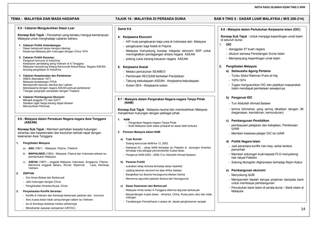 SEJARAH TINGKATAN 5. NOTA RINGKAS SEMUA BAB. | PDF