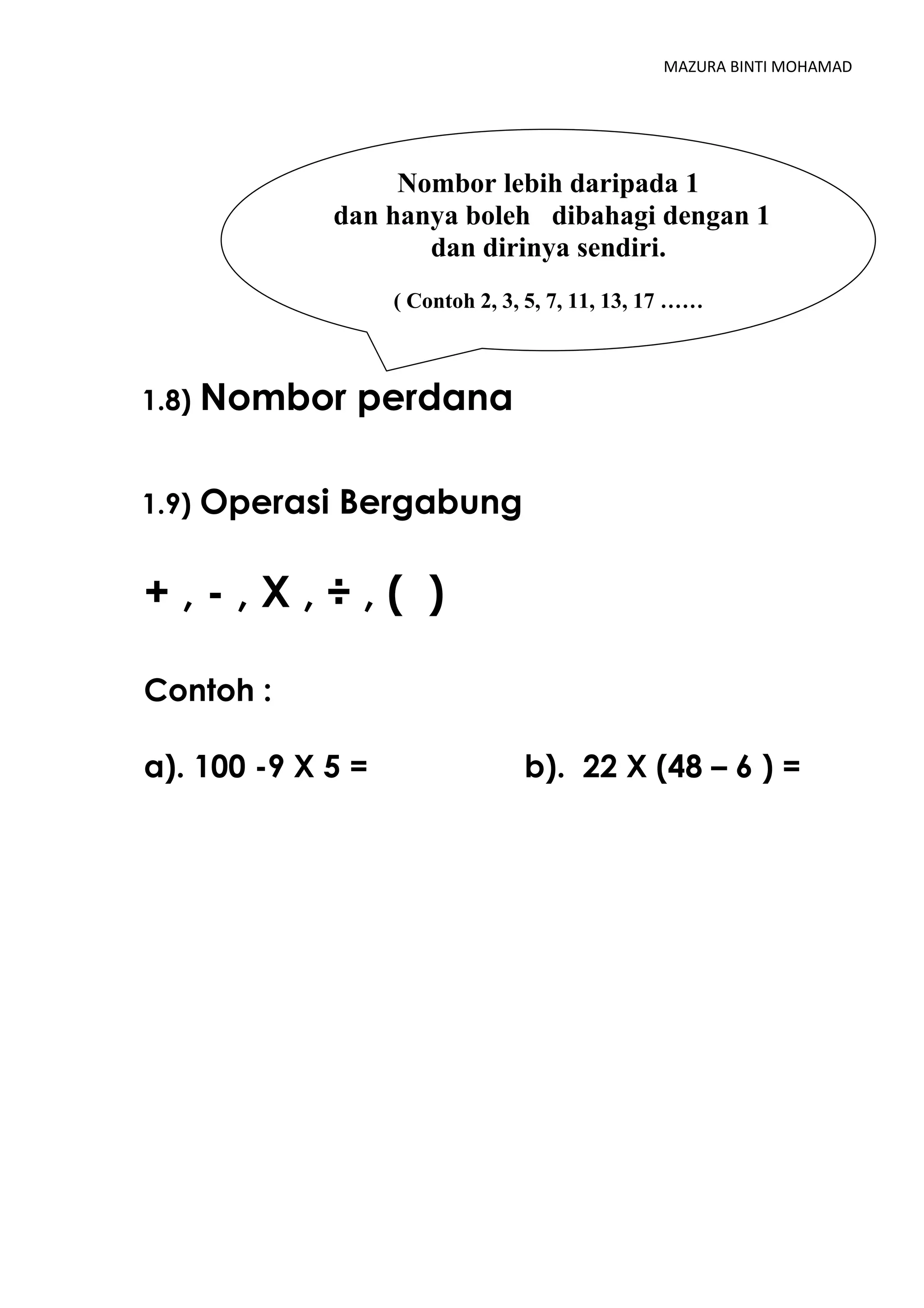 Nota Matematik UPSR Sekolah Rendah | PDF