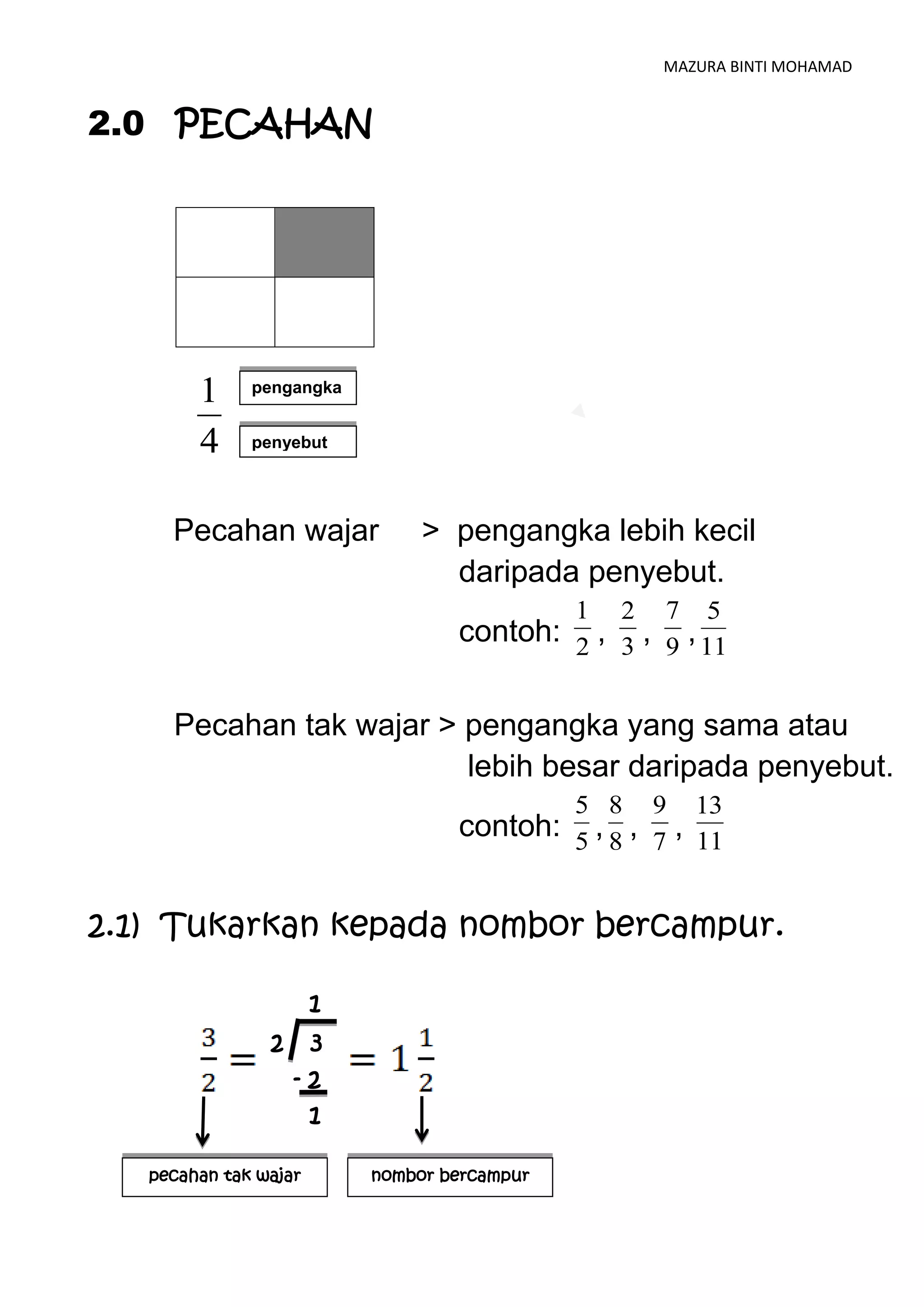 Nota Matematik UPSR Sekolah Rendah | PDF