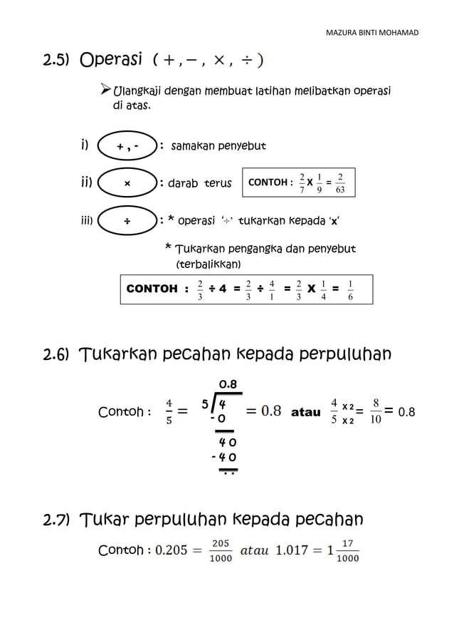 Nota Matematik UPSR Sekolah Rendah | PDF