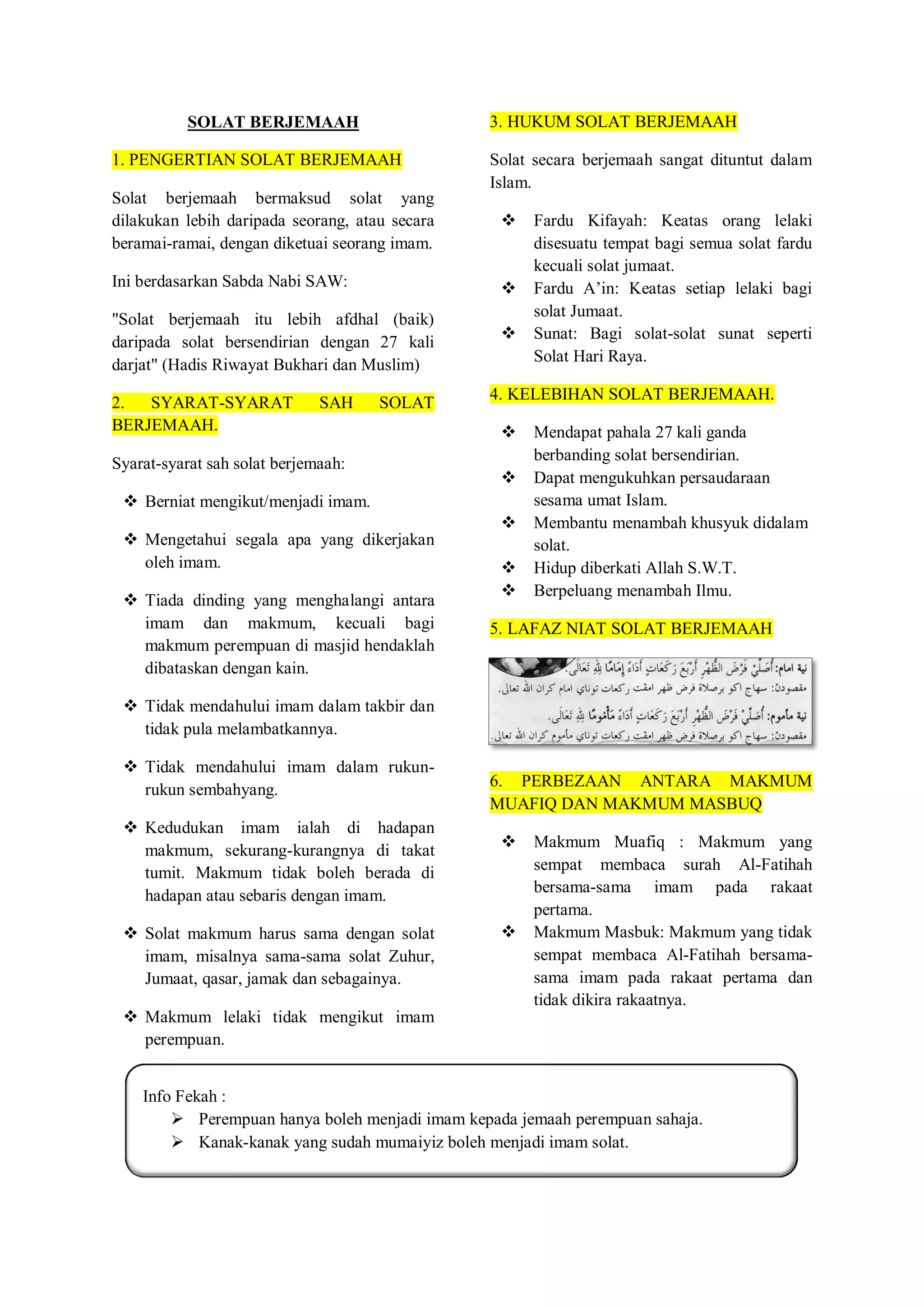 Nota pendidikan islam t5 solat berjemaah | PDF