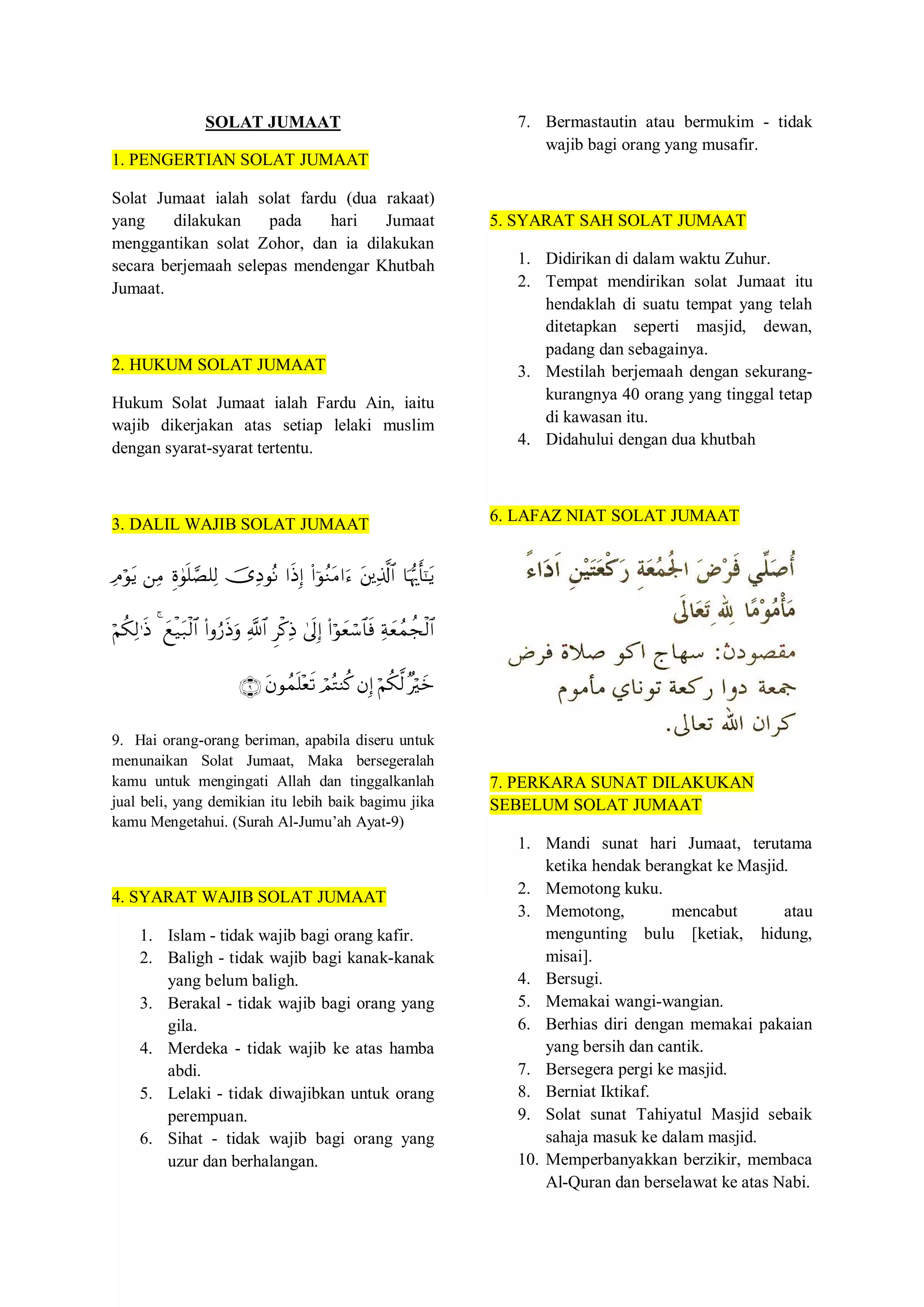 Nota pendidikan islam t5 solat jumaat | PDF