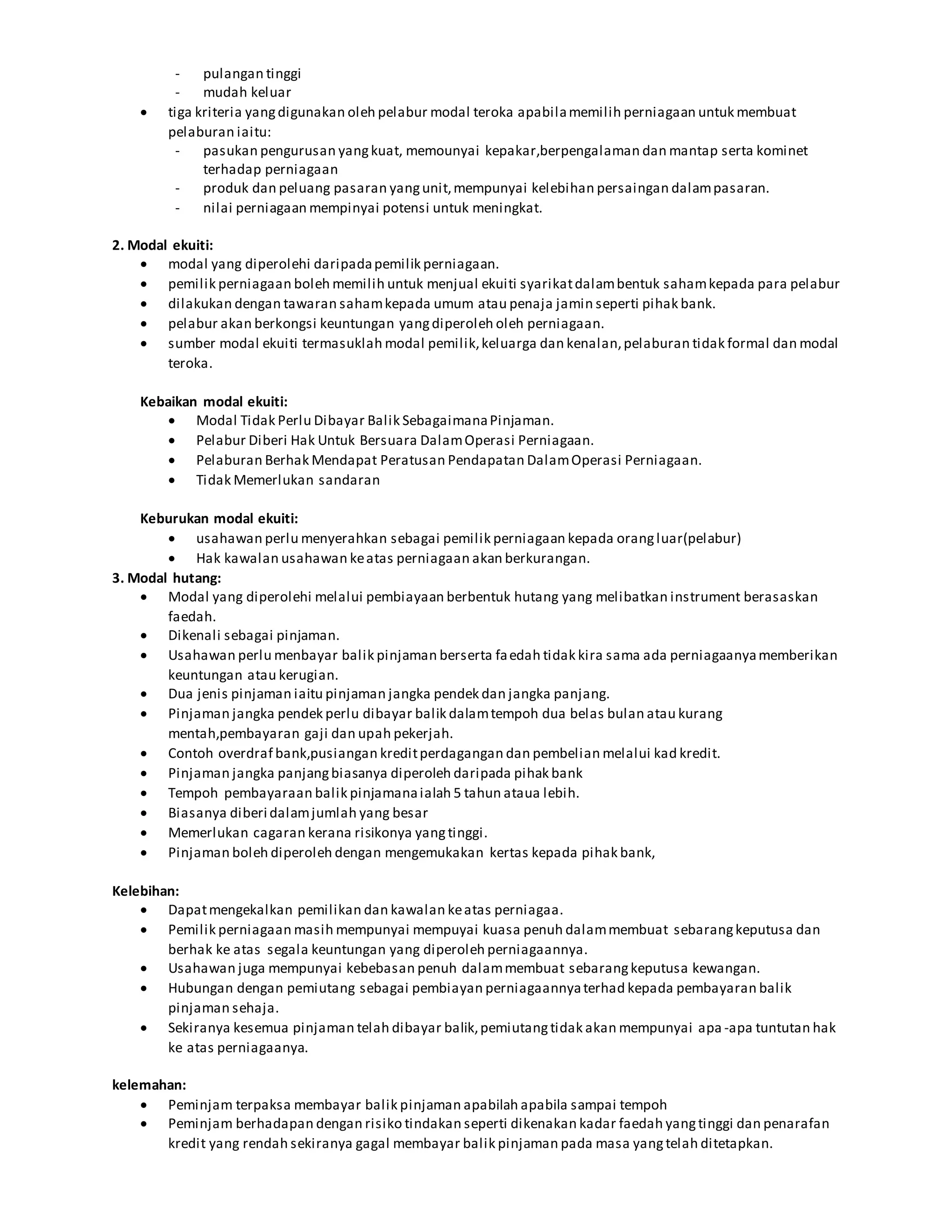 Nota pengajian perniagaan sem 3 | DOCX