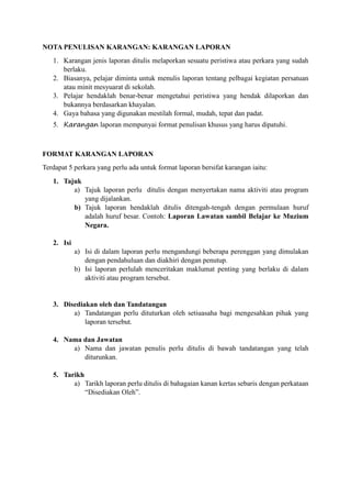NOTA PENULISAN KARANGAN LAPORAN anddddddddddddddddddddddddddddddddddd | PDF