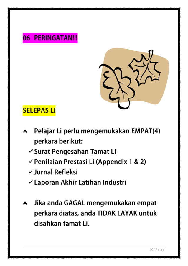 Nota Poket Pelajar Latihan Industri PSAS | PDF