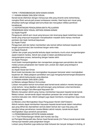 Nota psv (perkembangan seni kanak) | DOC
