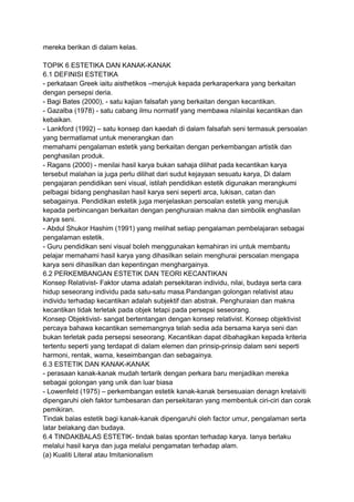 Nota psv (perkembangan seni kanak) | DOC