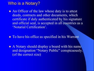 Functions of a Notary and the Notaries Ordinance | PPT