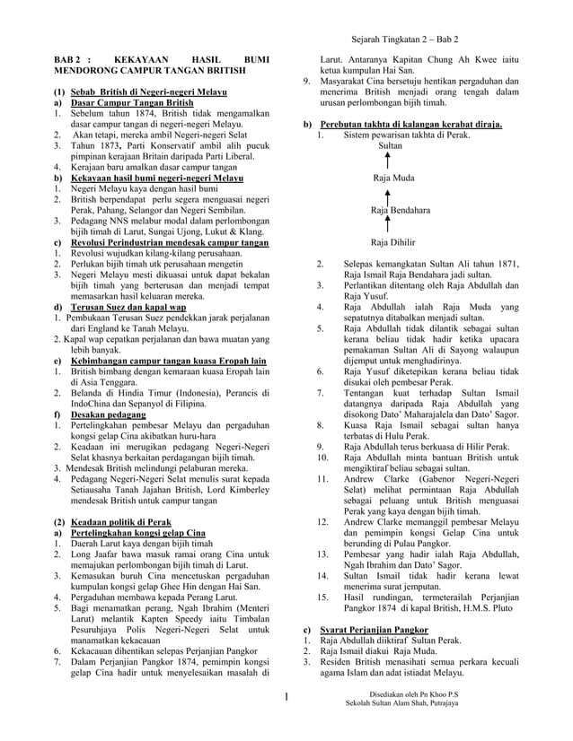 Nota ringkas bab 2 ting 2 | PDF