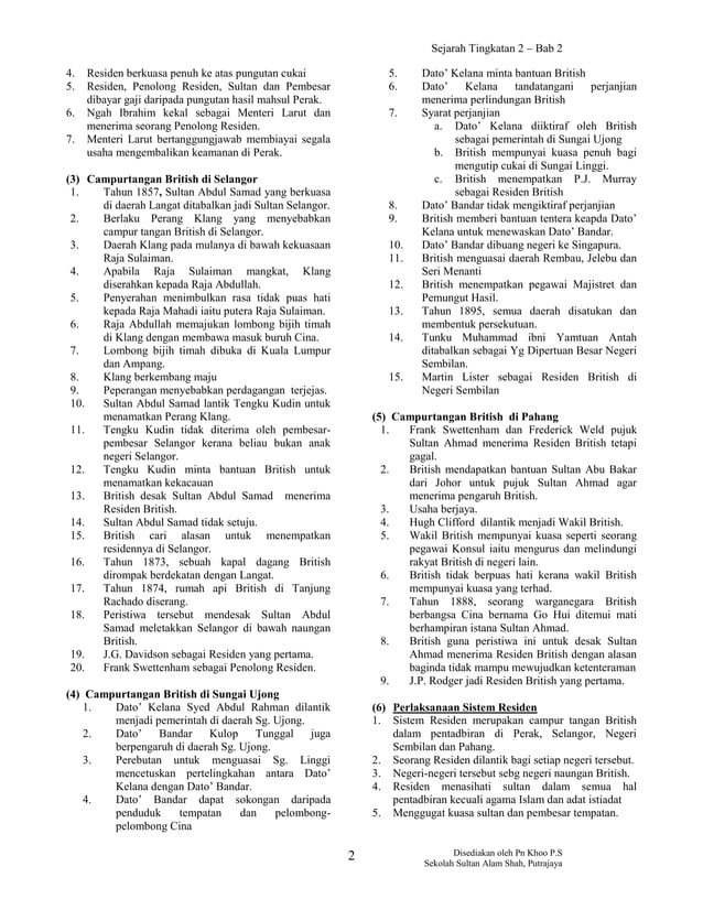 Nota ringkas bab 2 ting 2 | PDF