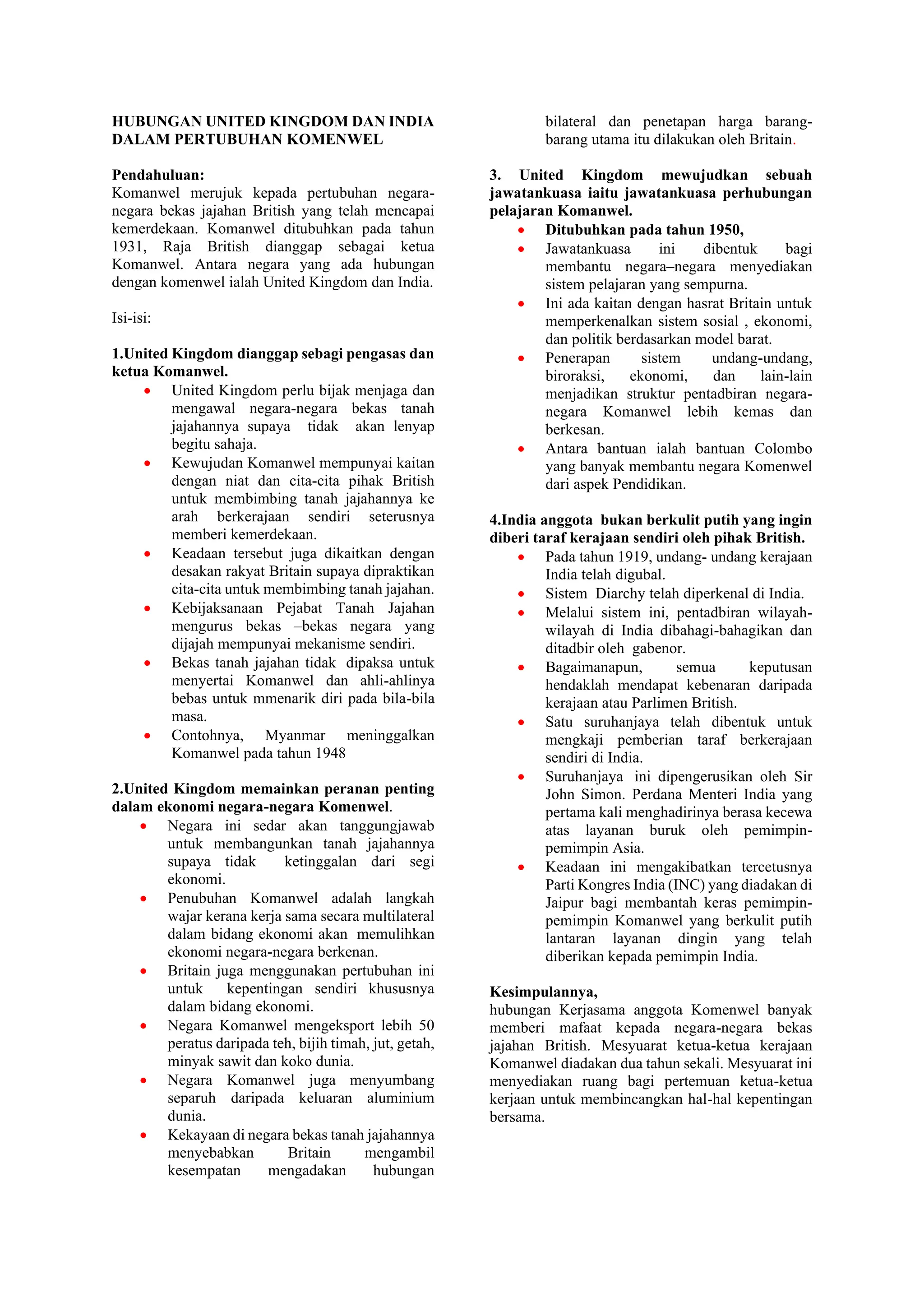 SEJARAH DUNIA SEMESTER 1: TEMA 4 (KOMENWEL DAN NATO) | PDF