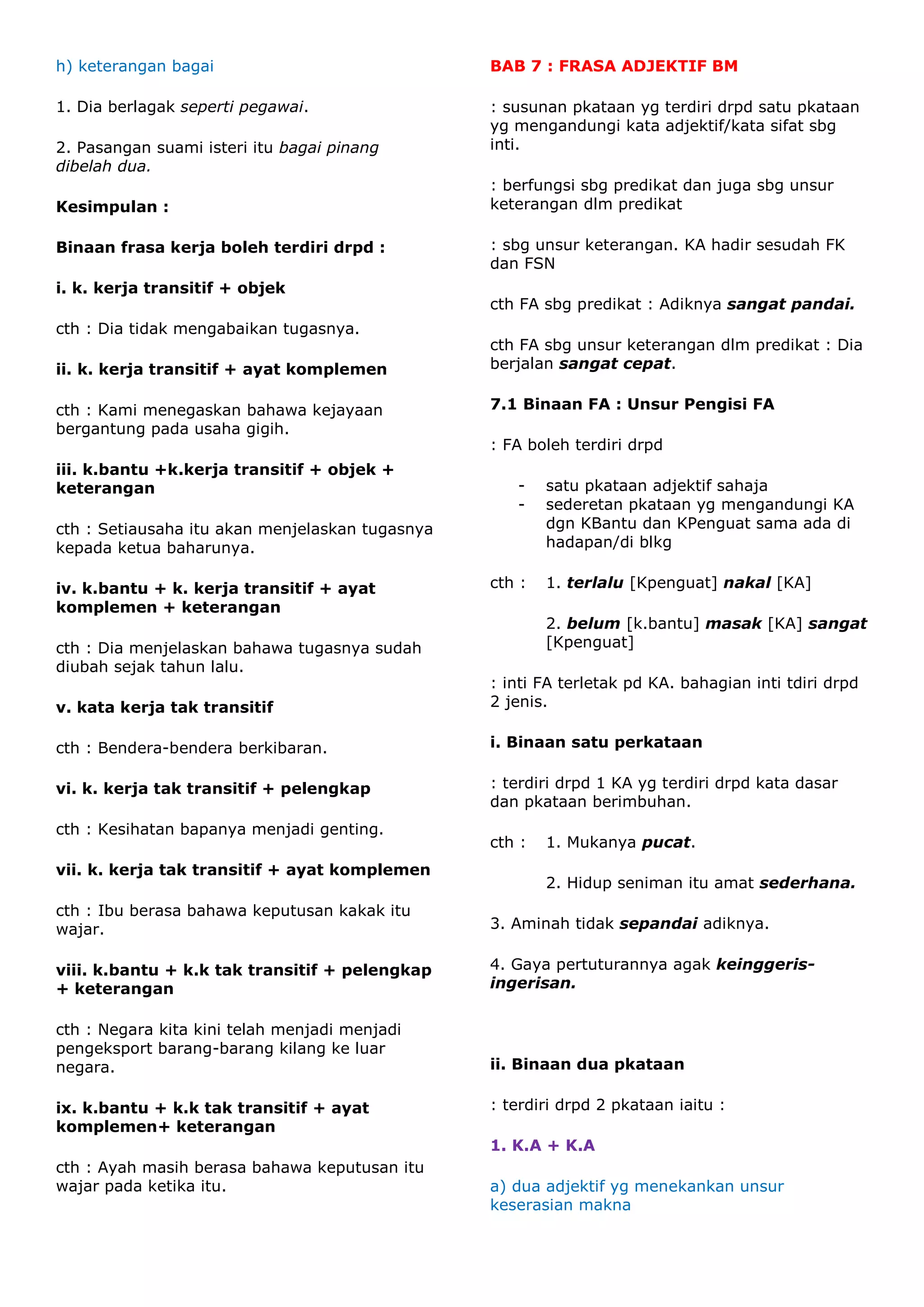 Nota ringkas sintaksis | DOCX