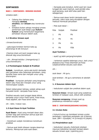 Nota ringkas sintaksis | DOCX