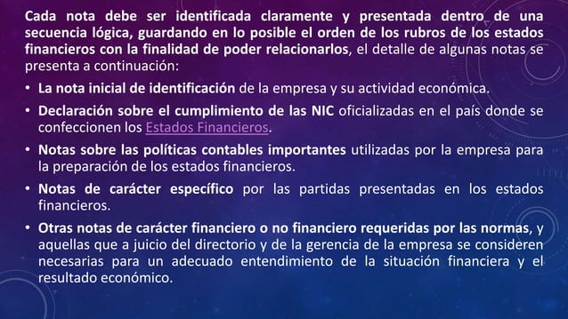 Notas A Los Estados Financieros Ppt