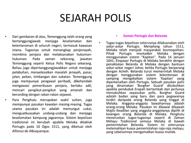 Nota Sejarah Polis Malaysia | PPTX