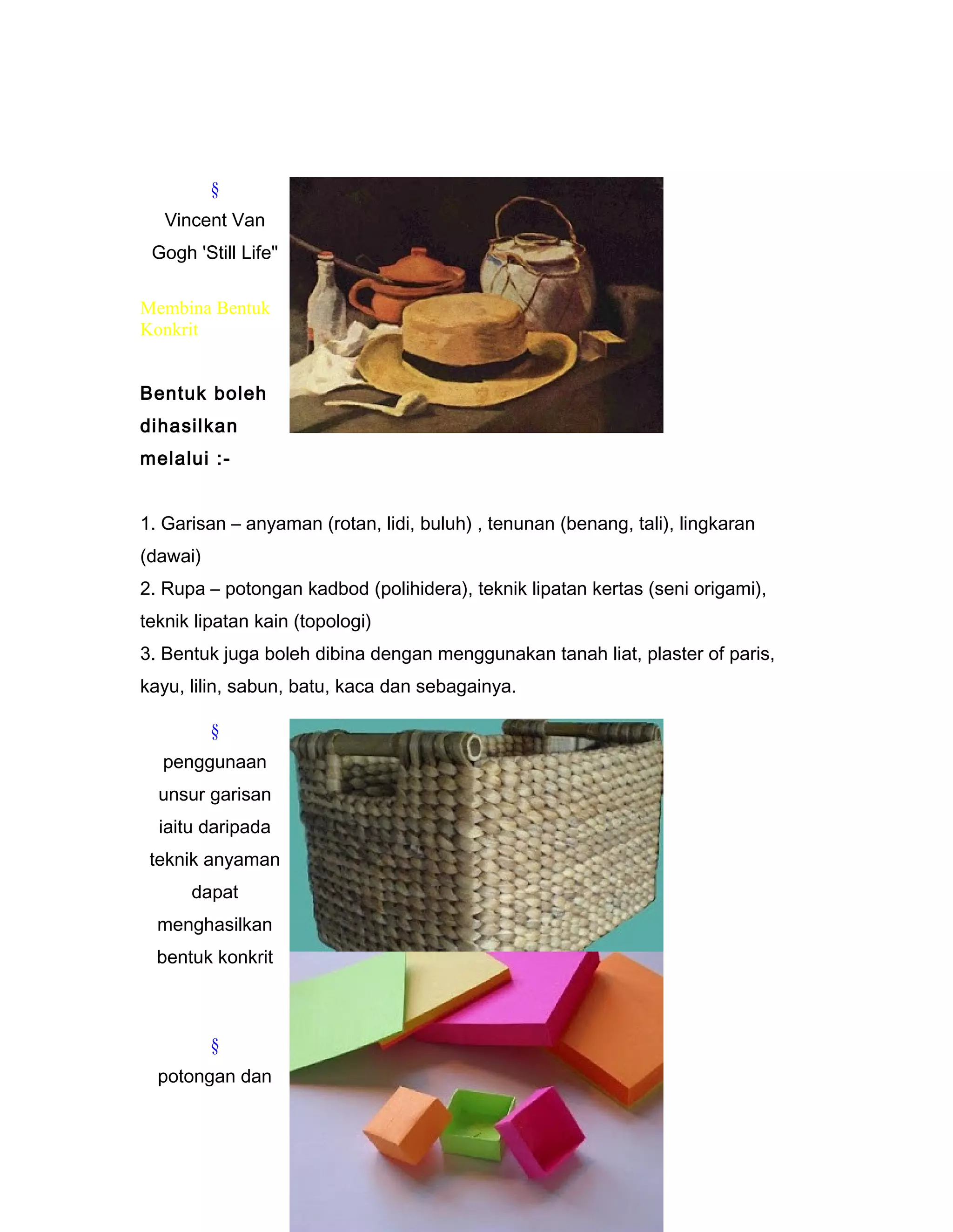 NOTA PENDIDIKAN SENI VISUAL TINGKATAN 1 | DOC