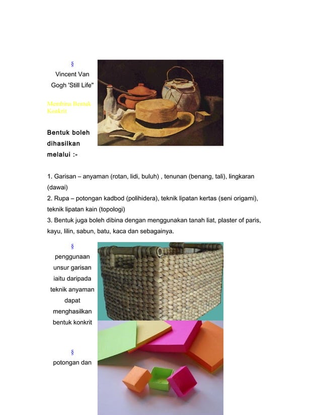 NOTA PENDIDIKAN SENI VISUAL TINGKATAN 1
