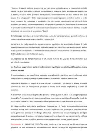 Notas geometría y arquitectura topológica m3 | PDF