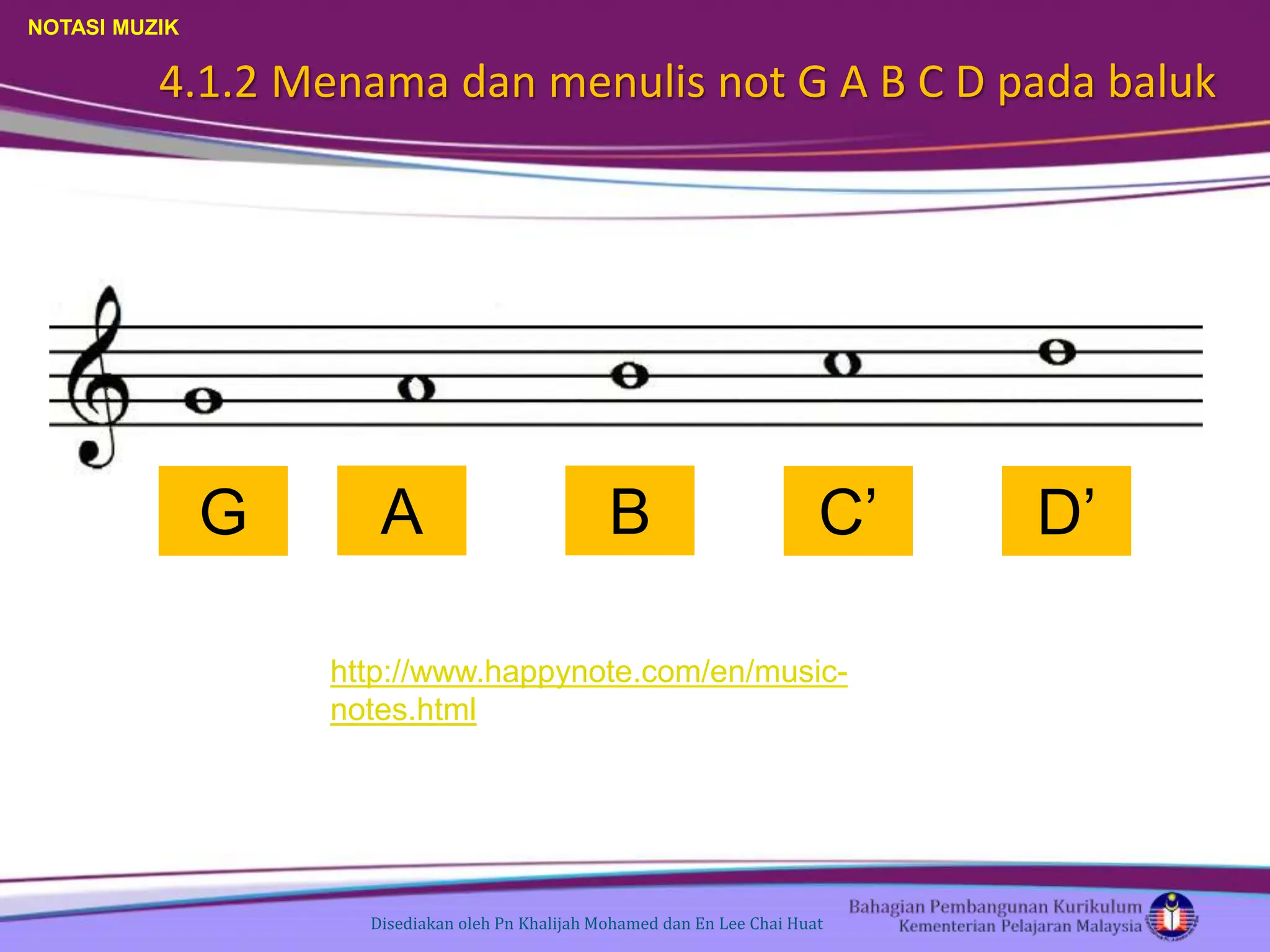 NOTASI MUZIK TAHUN 4 BAHAGIAN PEMBANGUNAN KURIKULUM | PPT