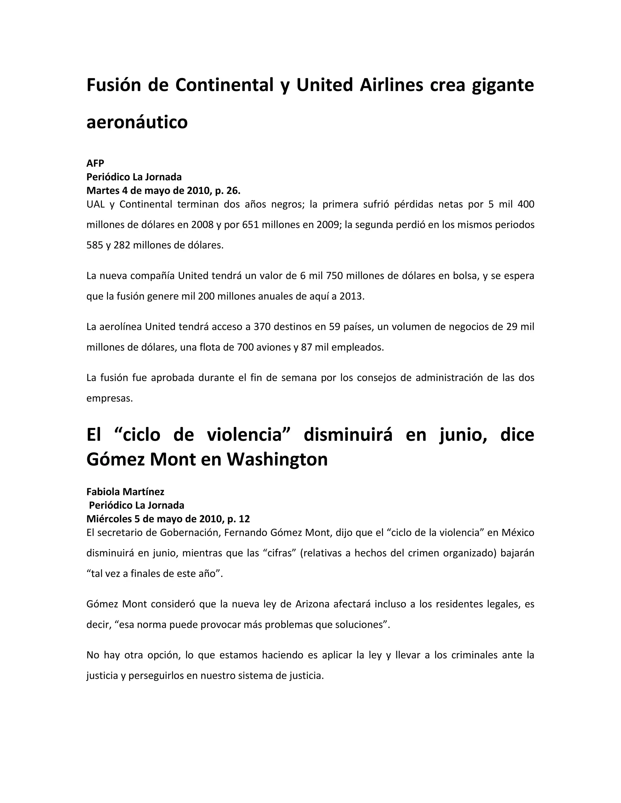 Notas periodisticas 8 columnas mayo y junio | PDF