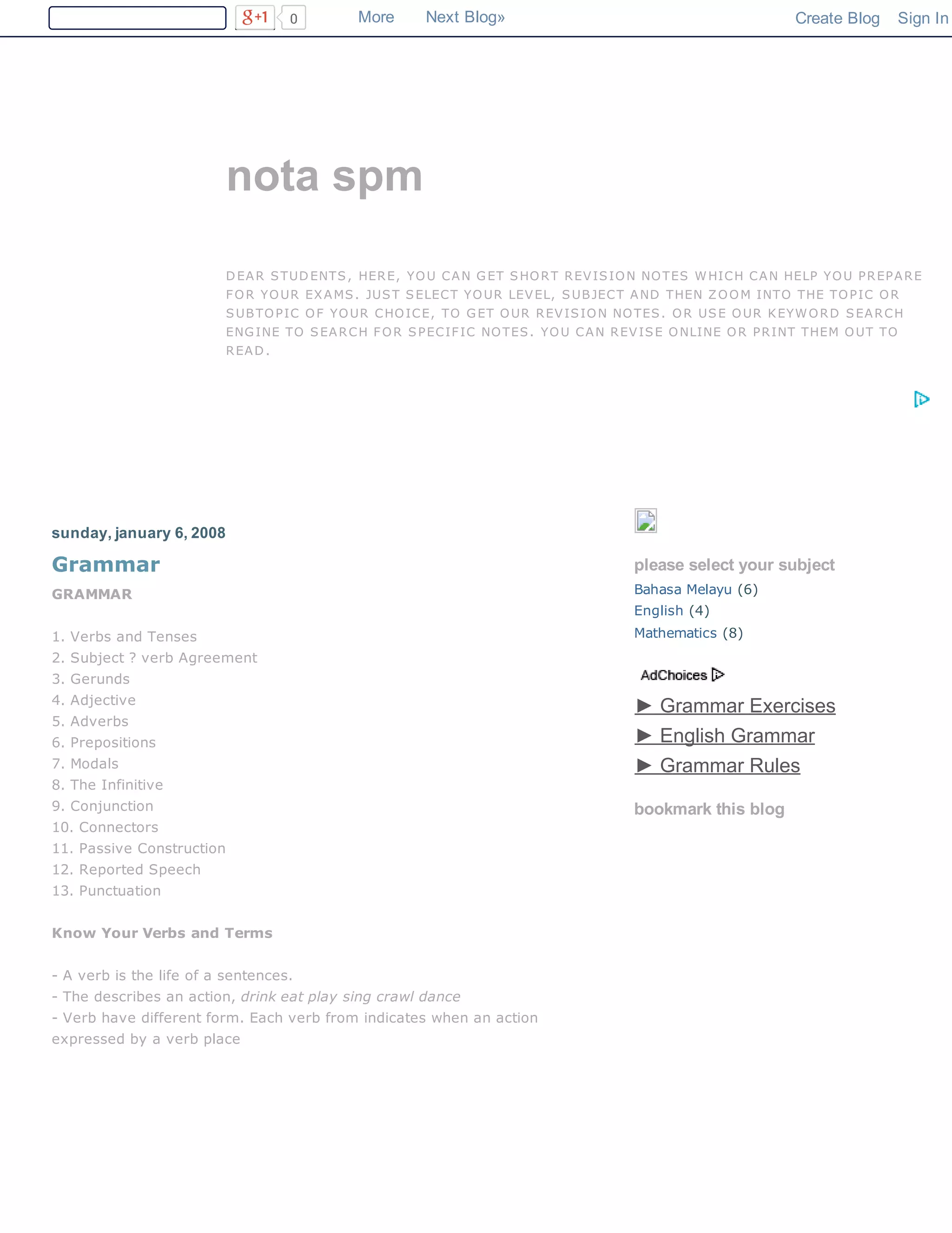 Nota spm grammar | PDF