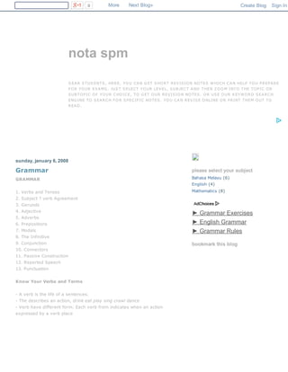 Nota spm grammar | PDF